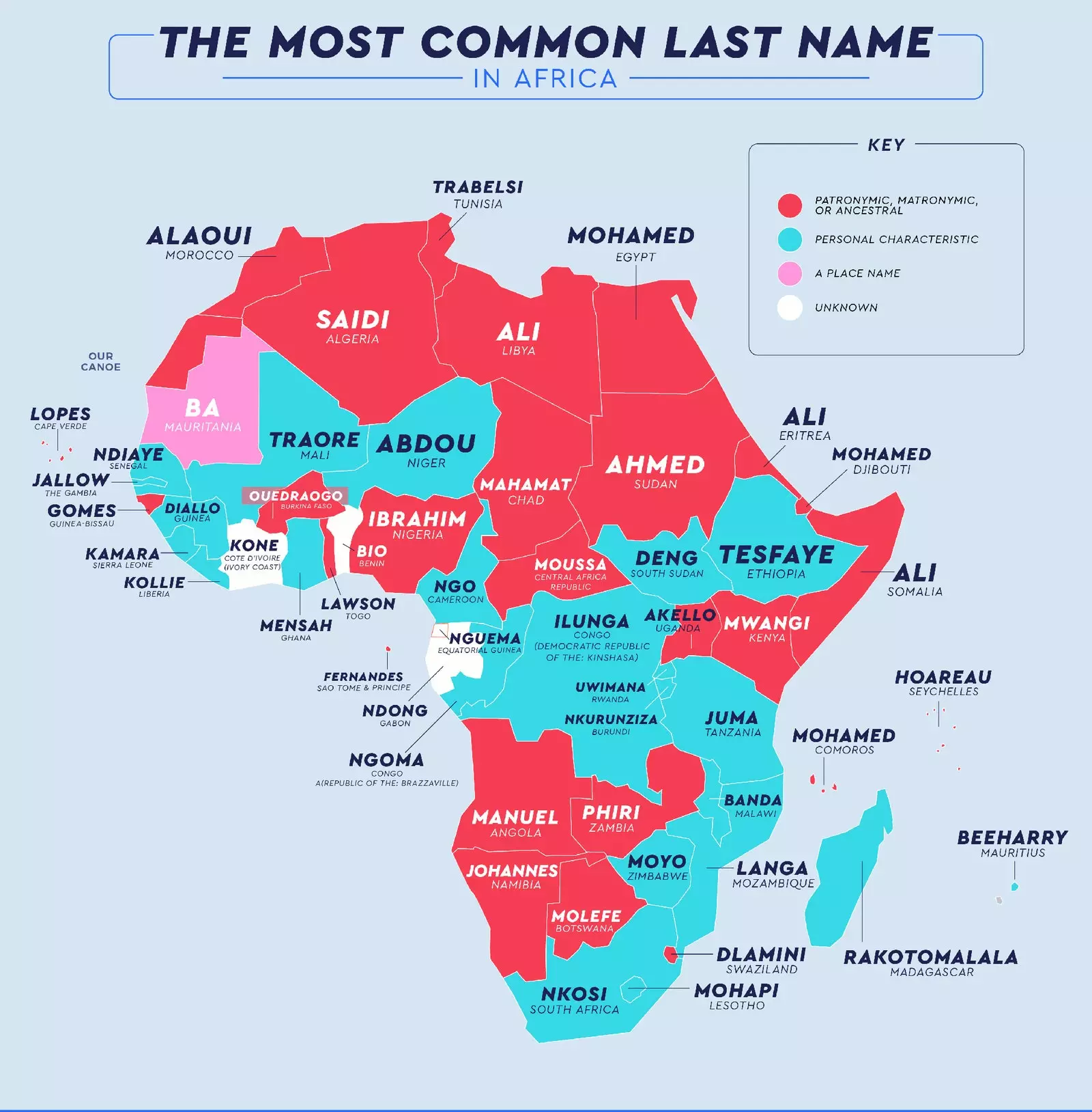 Map surnames of Africa