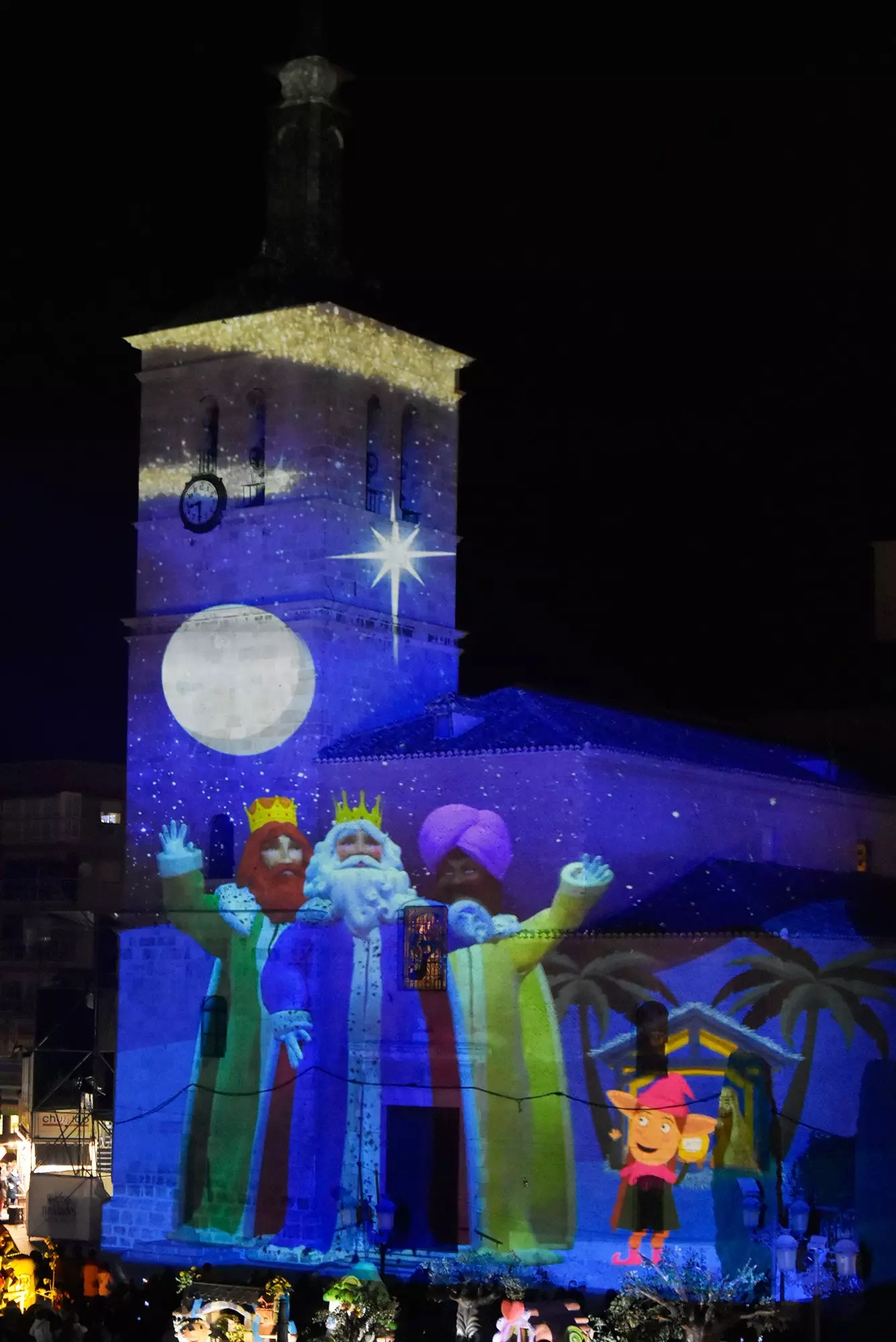 Video mapping on the facade of the church