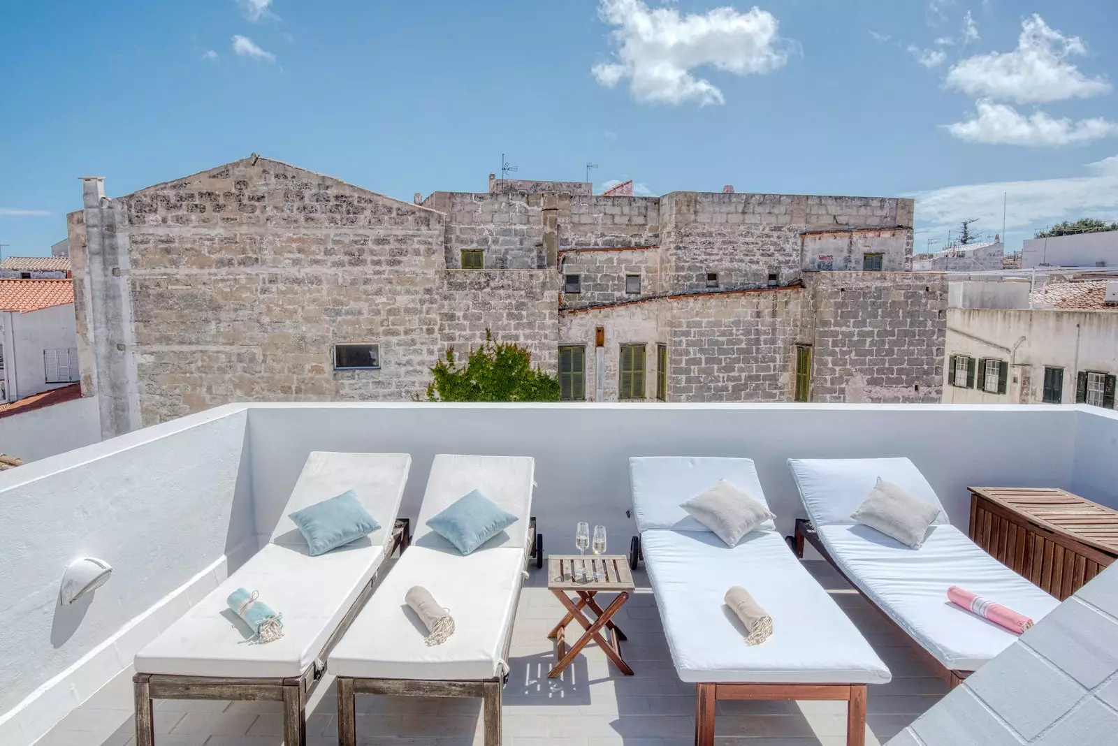 The roof of the Can Albertí hotel with views of Mahón.