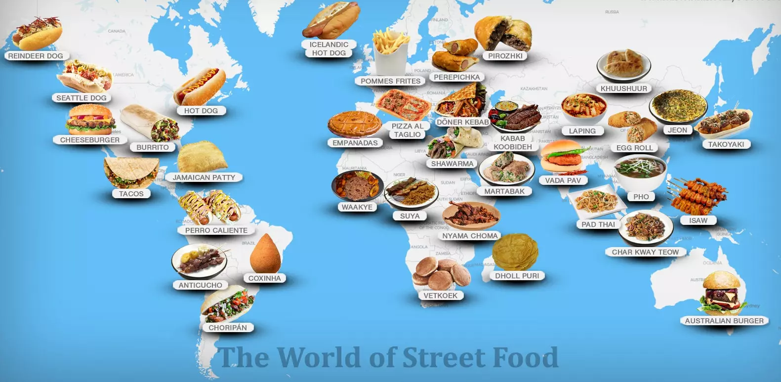 La mappa che riunisce il meglio dello street food nel mondo